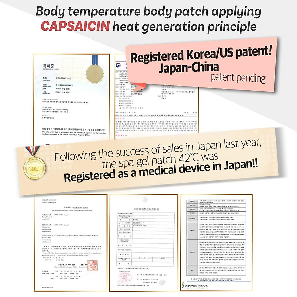 Spa Gelpatch 42°C Body Applicator Tummy Sculpting Wrap for Women & Men Capsaicin All Natural Ingredients Easy to Use Fast Heating Thin Sticker (Corset Patch (Pack of 5)) Ver.37