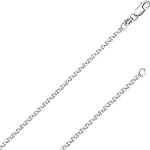 ITALIAN FASHIONS 14K Solid Gold Italian White Gold 1.5mm Flat Open wheat Link Chain Necklace- Made in Italy-14 Karat with Lobster Claw Clasp Include Gift Box with Order 22 Inches