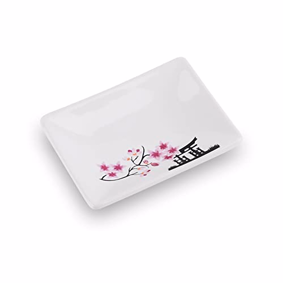 Panbado 8 pcs Sushi Plate Set, Porcelain Sushi Sets Japanese Style, Gift Box Include 2 X Sushi Plates(240 ml), 2 X Dip Bowls(60 ml), 2 X Chopstick Rest, 2 Pairs of Bamboo Chopsticks