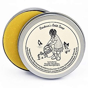 Seattle Sundries | Garden Fresh Geranium & Grapefruit Hand Soap for Women & Men - 1 (4oz) All Natural Handmade Bar Soap in a Low Waste Tin - Unique Gardening Gift