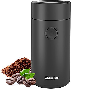 MuellerLiving Electric Coffee Grinder for Spice, Nut, Herbs and Coffee Beans, Sharp Blade, Stainless Steel - Black