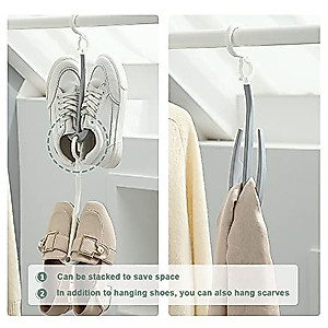 4 Colors Shoe Drying Rack Rotating, Connectable Shoes Drying Hook Organizer, Save Space Dry Shoe Rack, Shoe Hanger for Home Storage Supermarket Display (Multi)