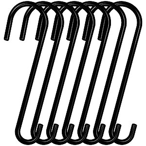 FEED GARDEN 6 Pack 12 Inch Metal Hanging S Hooks, Rust Resistant Tree Branch Hook for Outdoor Bird Feeders and Houses, Planters, Lanterns, 1/5 Inch Diameter