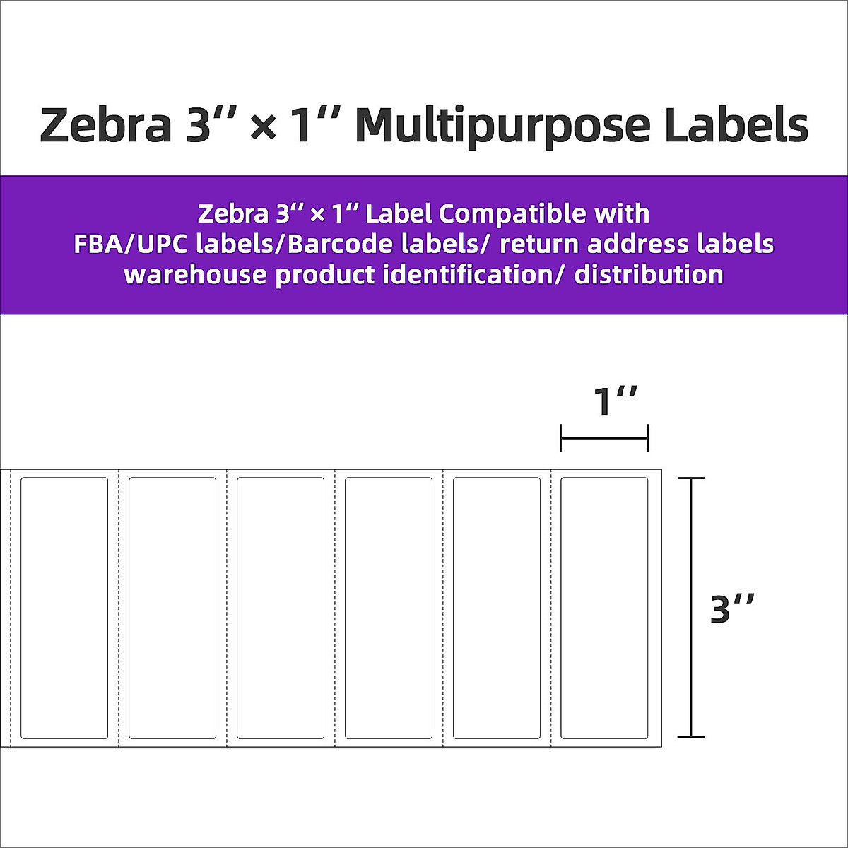 AveneMark 12 Rolls 3" x 1" Direct Thermal Labels for Barcodes Postage Address Shipping Labels Compatible with Rollo & Zebra Desktop Printers Adhesive - 1300Pcs/Roll