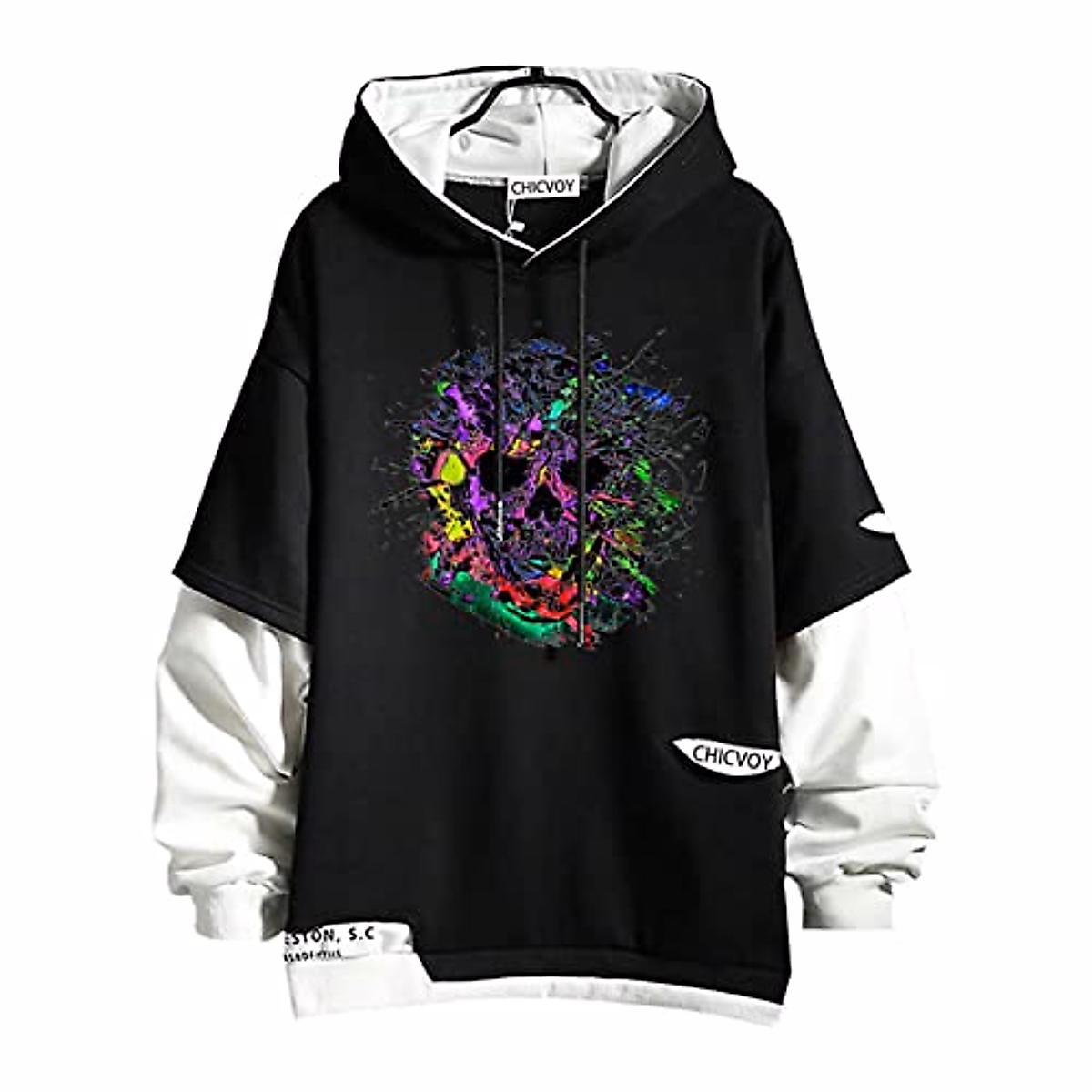 CHICVOY Death Skeleton Hoodie Skull Zip up Hoodies Gothic Y2k Long Sleeve Tops Harajuku Streetwear Hip Hop Hooded Pullover