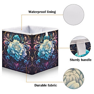 xigua Storage Basket Blue Mandala Foldable Storage Bin 11 X 11 X 11 Inches Cube Storage Baskets Box for Shelves Closet Laundry Nursery Bedroom Home Decor