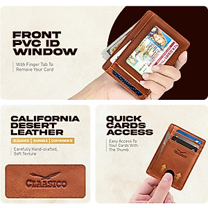 Claasico Front Pocket Small Minimalist Leather Wallet RFID Blocking Vintage Leather Credit Card Holder with Gift Box