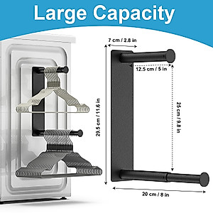 MFTEK Hanger Organizer Stacker, Magnetic Hanger Holder, Extendable Hanger Storage Rack for Washing Machine Closet Laundry Room Organization, Hanger Stand Rack for Adult Kids Velvet Hangers (Black)