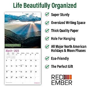 RED EMBER Bible Verses Faith, Hope & Love 2023 Hangable Monthly Wall Calendar | 12" x 24" Open | Thick & Sturdy Paper | Giftable | The Greatest Is Love