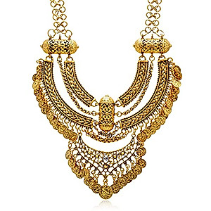 Coin Bib Metal Alloy Collors Statement Necklace For Women Gold Big Bohemian Vintage Chunky Tassel Necklaces Punk Ethnic Style Jewelry