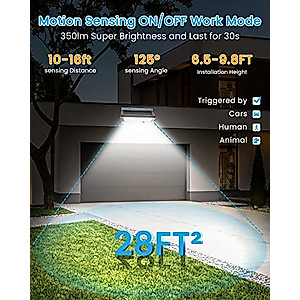 Solar Lights Outdoor Motion Sensor LED Solar Powered High Bright Stainless Steel Flood Lights IP68 Waterproof with 3 Lighting Modes for Wall, Yard, Porch and Garage(1 Pack)