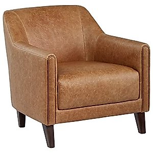 Amazon Brand – Stone & Beam Grover Modern Living Room Accent Chair, 30"W, Cognac Leather