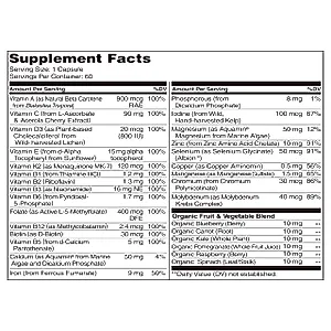 NATURELO One Daily Multivitamin for Women - Energy Support - Whole Food Supplement to Nourish Hair, Skin, Nails - Non-GMO - No Soy - Gluten Free - 60 Capsules - 2 Month Supply