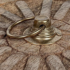 Creative Co-Op 5.75 Inches Round Carved Mango Wood Pleated Lid and Metal Pull, Natural and Antique Gold Finish Display Box