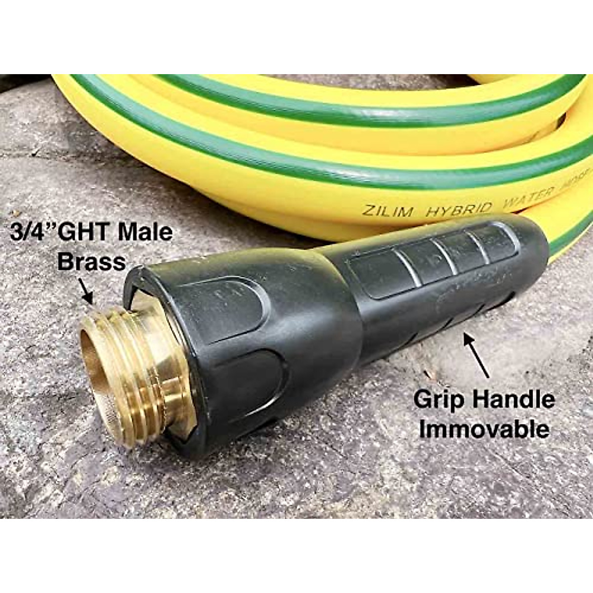 ZILIM Hybrid Lead In Garden Water Hose 5/8 in X 6FT, Heavy-duty Super Flexible with Swivel Grip Handle Female and 3/4" GHT Solid Brass Fittings, Operate 160 PSI