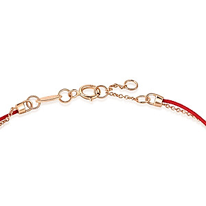 CHOW SANG SANG Promessa 18K Rose Gold 0.041 Carat (G-H Color, SI1-SI2 Clarity) Diamond Rabbit Bracelet with Red Thread for Women 92513B | 6.6", (17 CM)
