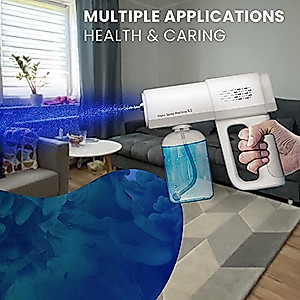 NORDMOND Professional Disinfectant Fogger Machine, Sanitizer Sprayer. Electrostatic ULV Atomizer & Cordless Handheld Nano Steam Gun – Rechargeable Spray Gun with Blue Light for Touchless Sanitization