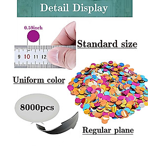 Rainbow Metallic Foil Confetti 8000 Pcs Multicolor Shiny Round Table Confetti for Fill Balloon Wedding Graduation Party Decorations,60g of pack