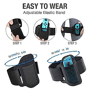 [4 Pack] Switch Leg Strap for Nintendo Switch Sports, TGDPLUE Switch Soccer Leg Straps Compatible with Switch Sports/Ring Fit Adventure, Four Size Adjustbale Elastic Strap for Adults & Children