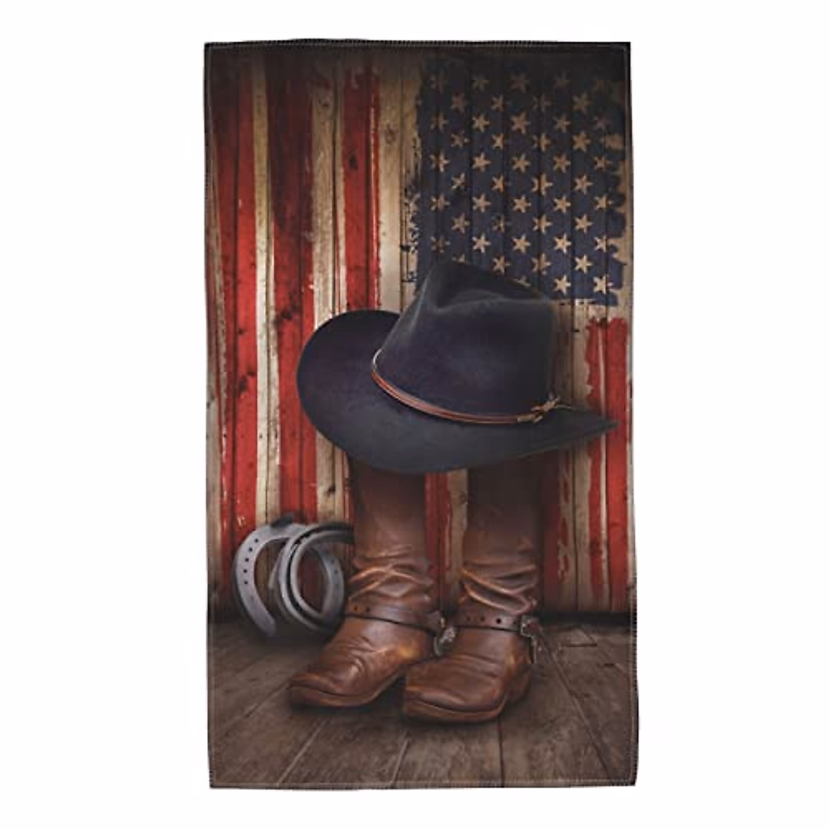 Ohiokwei American Western Cowboy Pattern Hand Towels,Ultra Soft Highly Absorbent Bathroom Towel Kitchen Dish Guest Towel for Bathroom, Hotel, Gym and Spa(27.5" x 15.7")