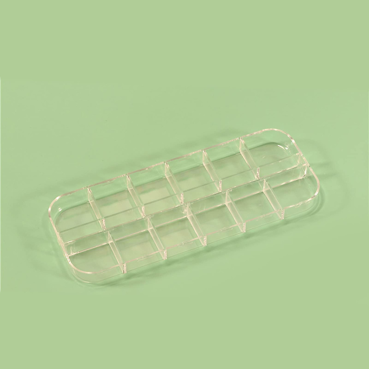 6PCS Nail Art Tool Jewelry Storage Box, 12 Compartments Plastic Rhinestone Organizer Container Case, Transparent Earrings Organizer Rectangular Jewelry Organizer (A)