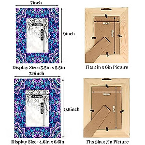 Mandala Purple 5x7 Picture Frame Wood Photo Frame for Tabletop Display Wall Mount Picture Frame Display 5 x 7 Inch Photo Wall Decor Home Gift Frames