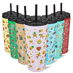 BJPKPK 22oz Tumbler With lid And Straw Stainless Steel Travel Coffee Mug Insulated Tumblers Cups,Hawaii Fruits Purple