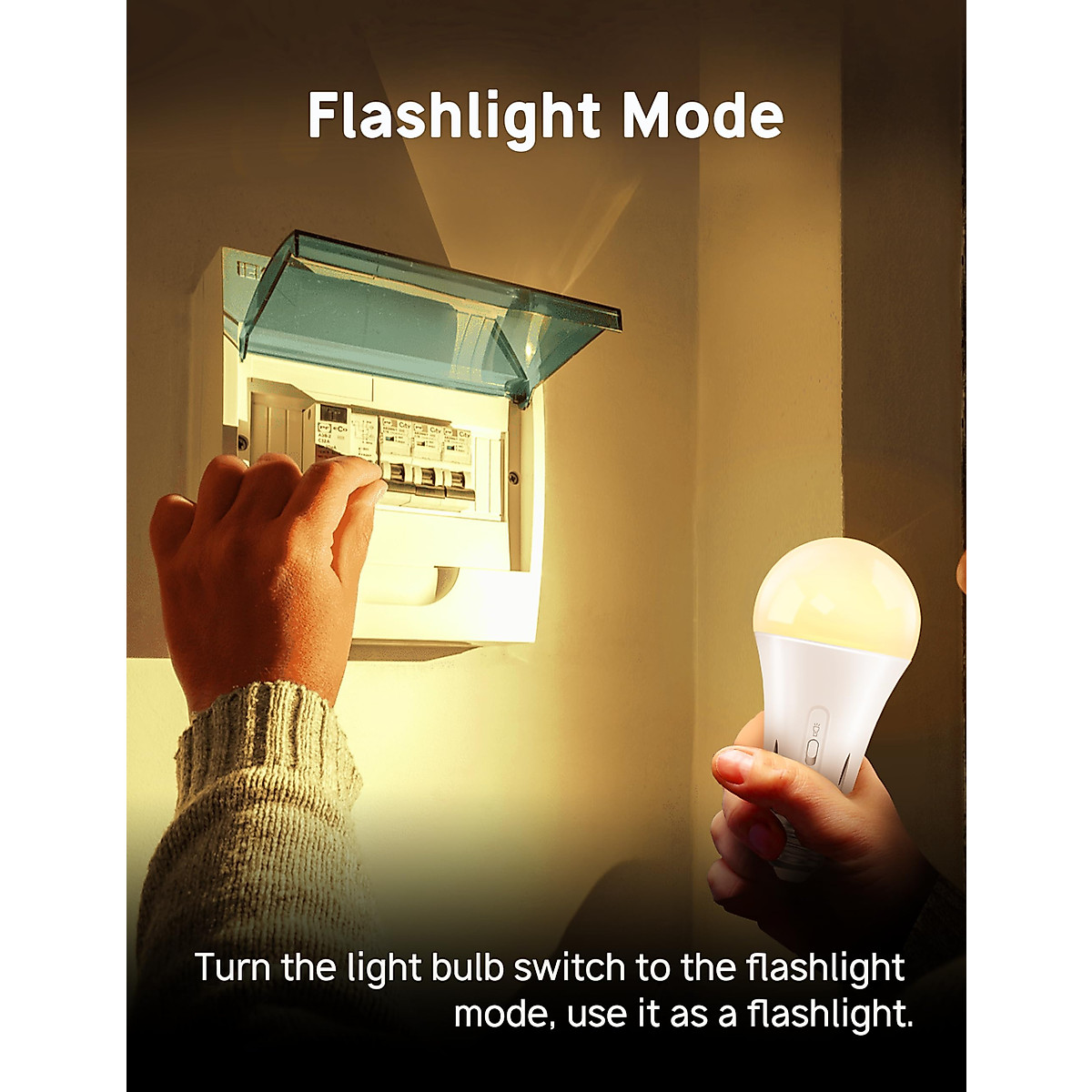 Prosperbiz Battery Operated Light Bulb, Emergency Rechargeable Flashlight Bulb for Power Outages, A21 9W E26 Standard Bulbs, 3000K Soft White, 2 Pack