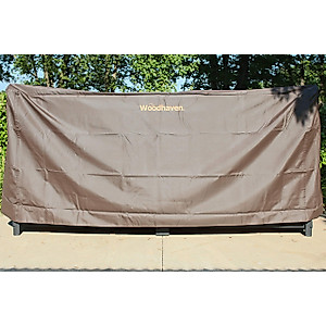 Woodhaven 8 Foot Waterproof Full Cover - Covers 1/2 Cord Outdoor Firewood Rack - Reinforced Vinyl With Velcro Straps - Keeps Logs Dry (Brown)