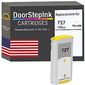 DoorStepInk Remanufactured in The USA Ink Cartridge Replacements for HP 727 130ml Yellow B3P21A for Printers Deskjet T1500 T2500 T930 T920