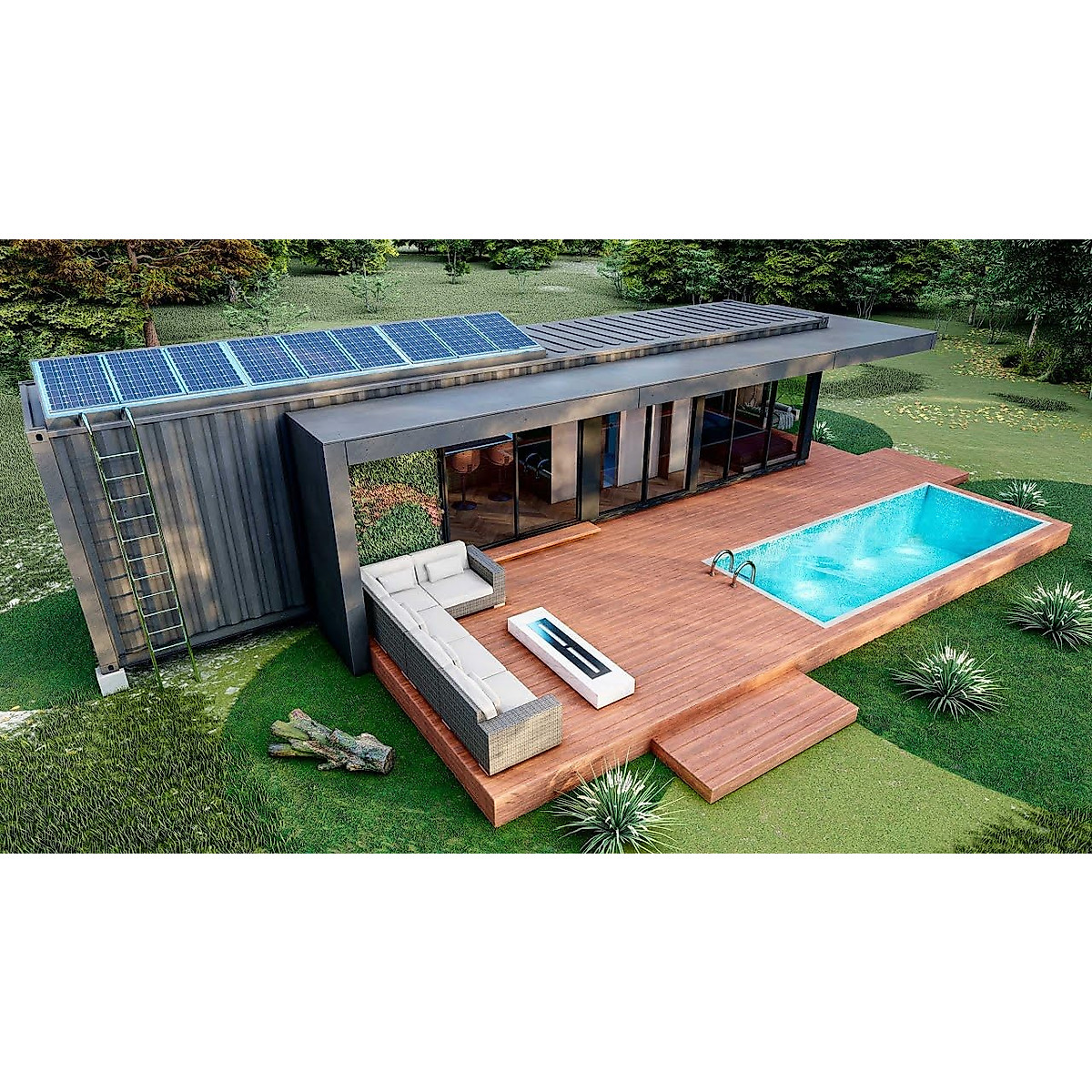 40FT Tiny Home for Adults to Live in, Portable Prefab House Customizable,Foldable Mobile Home with Steel Frame, Prefabricated Expandable Container House Modular Home, Tiny Home, prefab Home