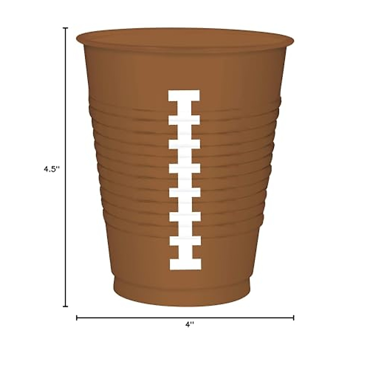 Football-Themed Brown Plastic Cups - 16 oz. (Pack of 25) - Sturdy & Durable Drinkware, Perfect for Game Day Parties & Tailgating Events