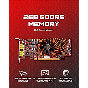 VisionTek Radeon 7750 2GB GDDR5 SFF Graphics Card, 4k 2 DisplayPort 1.2, PCIe, 7.1 Surround Sound, Full-Height Bracket - 900942