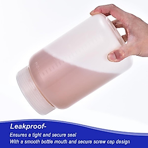 PATIKIL 2000ml Reagent Bottles, PE Wide Mouth Round Graduated Bottles with Screw Cap for Lab Water Reagent Liquids Solid Sample Storage Seal, Transparent White
