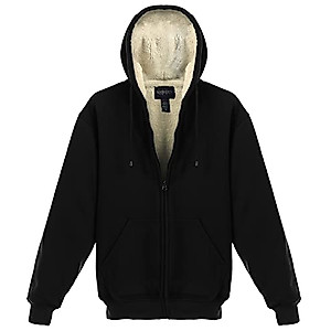 Gioberti Men Heavyweight Sherpa Lined Fleece Hoodie Jacket, Black, Large