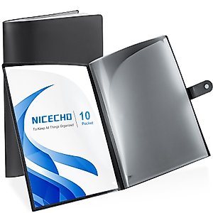 10 Pocket File Folder, Project Organizer Folders with Snap Button, A4 Letter Size Paper Document Organizer Accordian Filing Folder for Classroom, Home, Office and Travel