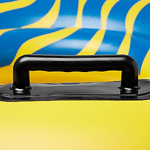 Swimline 17035ST Solstice River Rough 48" Round Heavy Duty Inflatable Inner Tube Swimming Pool 1 Person Lake Float with Handles, Yellow/Blue