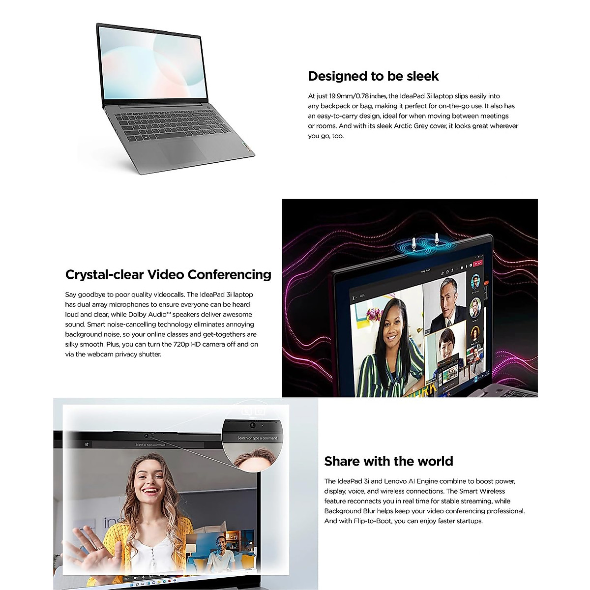 Lenovo Ideapad 3i 15.6" Full HD (1920 x 1080) Touch Business Laptop, Intel Core i5-1135G7, 4-core, 20GB RAM 512GB SSD Storage, Intel Iris X Graphics, Bluetooth, Wi-Fi, Win11, Arctic Grey, W/GaLiMu