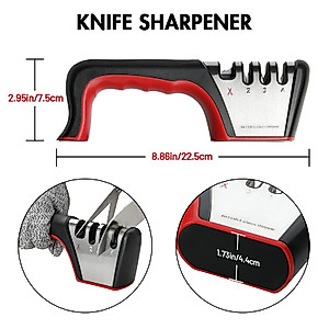 Simple Deluxe 4-in-1 Kitchen Knife Sharpener 4 Stage Knife Scissor Sharpener with a Pair of Cut-Resistant Glove to Repair, Restore, Sharp, Polish Blades, 2-Pack