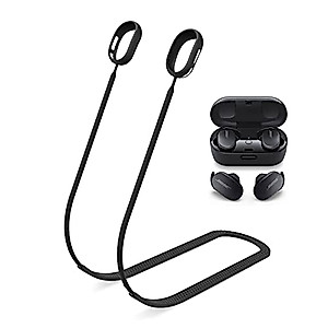 Woocon for Bose QuietComfort Eaebuds Strap, Soft Silicone Sports Anti Lost Strap Lanyard Special Anti-slip Texture Design Accessories Compatible with Bose QuietComfort Earbuds Neck Rope Cord(Black)