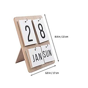 Garneck Wooden Desktop Calendar Wall Hanging Calendar Manual Perpetual Calendar Planner Schedule Year Calendar for Desk Top Office Home Decoration (White)