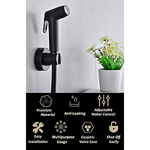 Handheld Bidet Sprayer for Toilet Kit (Black) - 4-Mode Shattaf Bidet Sprayer with Bidet Hose, Adjustable Water Pressure Cloth Diaper Sprayer,Toilet Bidet Attachment Sprayer for Personal Hygiene
