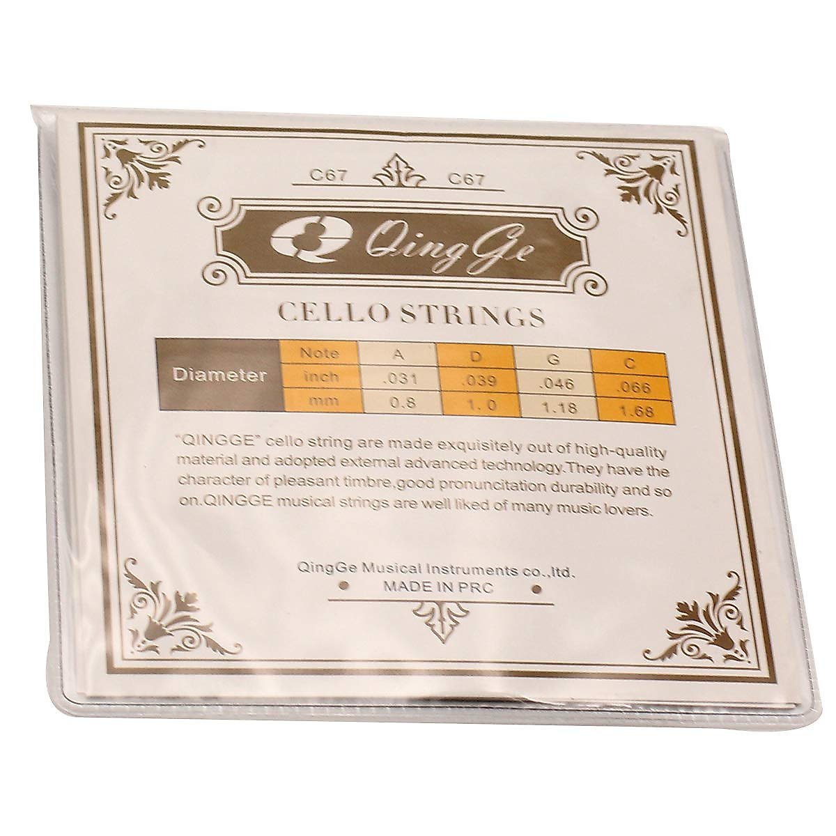 Q QINGGE Steel Core Cello Strings 4/4 3/4 set Strings for Student Strings – Sealed Pouch Prevents Corrosion