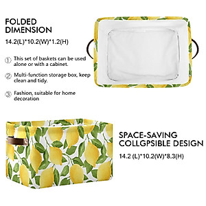 WIHVE Storage Bins Lemon Fabric Storage Basket for Organizing Closet Shelf Organizer Basket with Handles