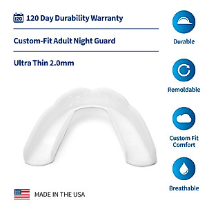 SOVA 3D Night Guard with Case - 2.0mm Thin - Custom-Molded Fit - Protects Against Nighttime Teeth Grinding & Clenching - FSA/HSA Eligible - Odor & Taste Free - Remoldable Up to 20 Times - Non Toxic