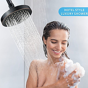 Voolan High Pressure Rain Shower Head, Luxury Modern Look, The Perfect Adjustable Replacement For Your Bathroom Showerhead, Comfortable Shower Experience Even at Low Water Flow (6" Oil-Rubbed Bronze)