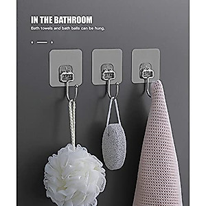 Ayssny Adhesive Hooks Utility Hooks 44lb Max, Large Adhesive Hooks Heavy Duty, Waterproof Sticky Hooks Wall Hooks for Hanging Coat, Towel and Kitchen Bathroom Products