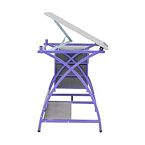 SD STUDIO DESIGNS 2 Piece Comet Craft Table | Angle Adjustable Top and Stool | Purple/Spatter Gray | 23.75 x 50 x 29.5 inches