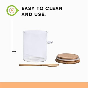 Prosumer's Choice Sugar Containers (4.9" X 3.3") for Countertop - Glass Jars for Food Storage with Bamboo Airtight Lid and Spoon - Clear Canisters for Salt, Coffee & Overnight Oats .