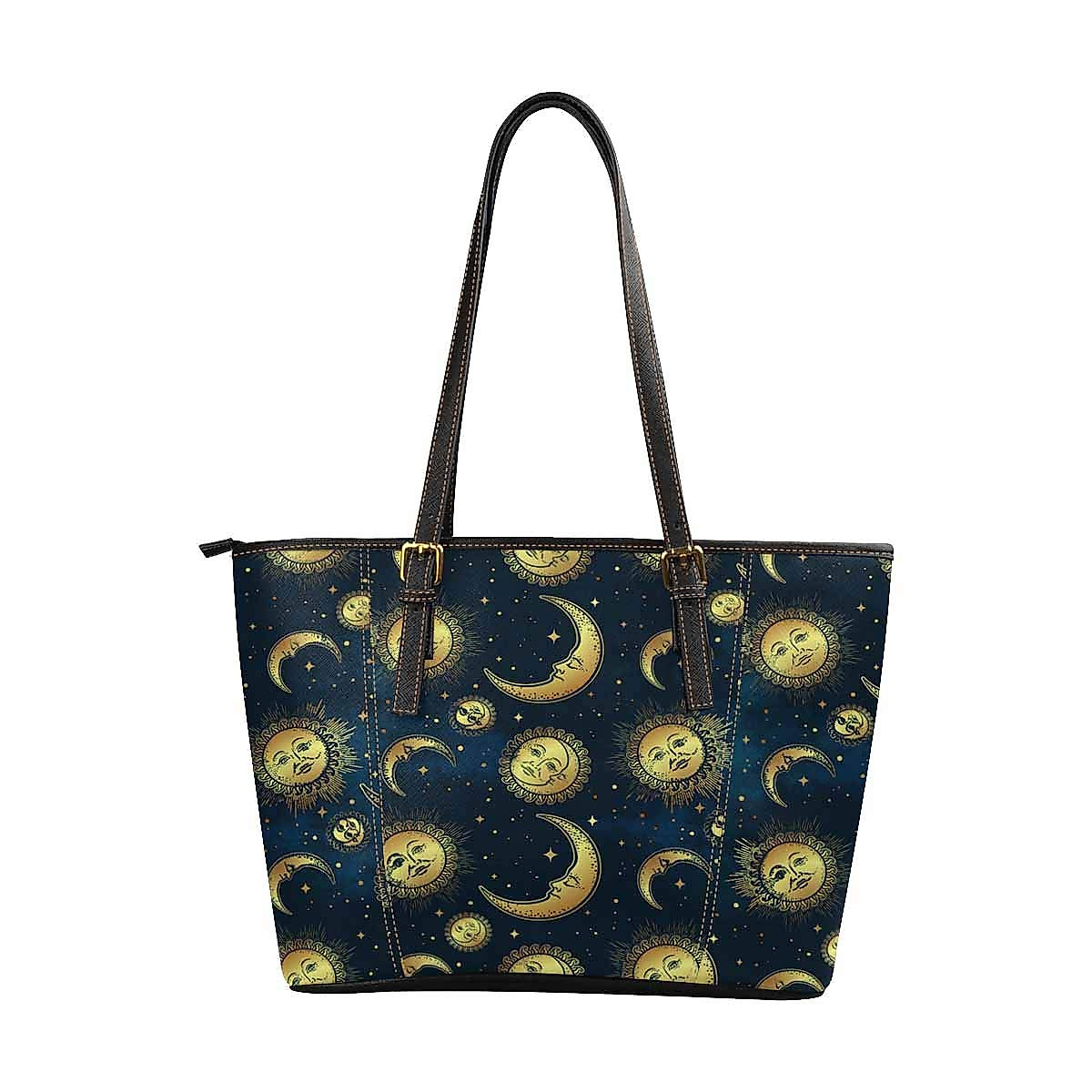 InterestPrint Womens Handbags Ladies Purses Shoulder Bags Tote Bag Boho Celestial Bodies Gold Sun Moon and Stars